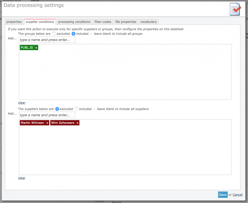 Data processing rules - Infradox