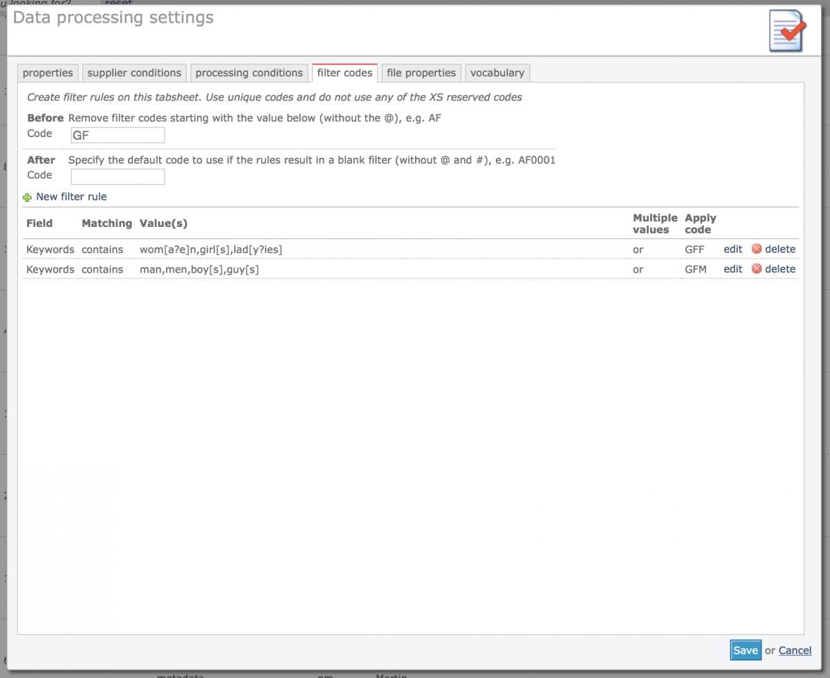 Data processing rules - Infradox