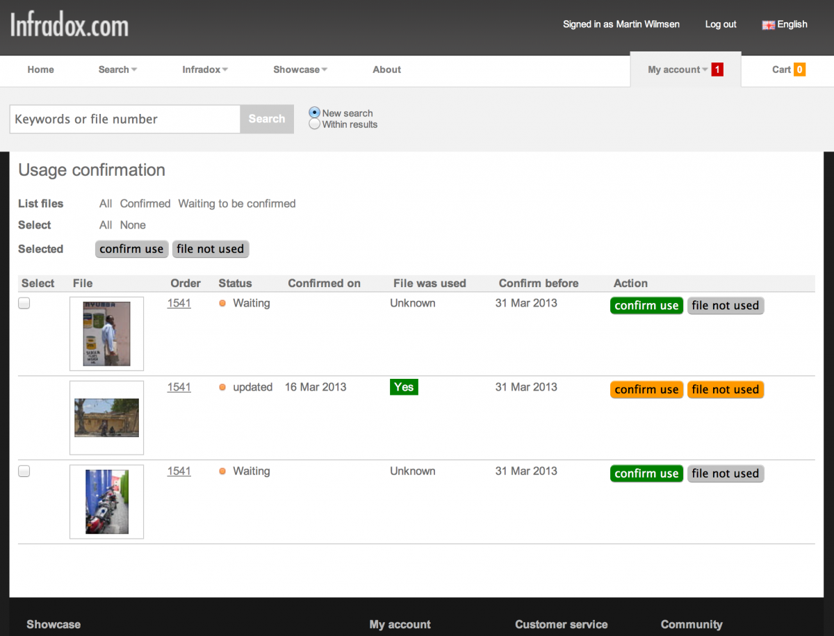 File use confirmation - Infradox