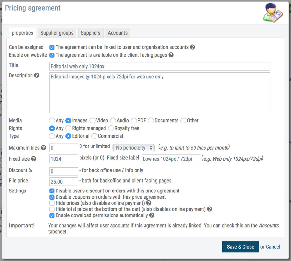 Price agreements and subscriptions - Infradox