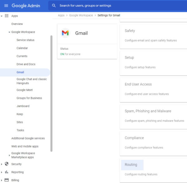 Configure Google Workspace for website mail relay - Infradox